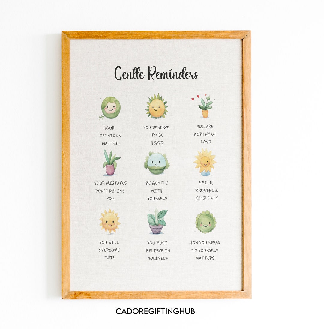 Gentle Reminders, Positive Wall Décor, Affirmations Wall Art, Mental ...