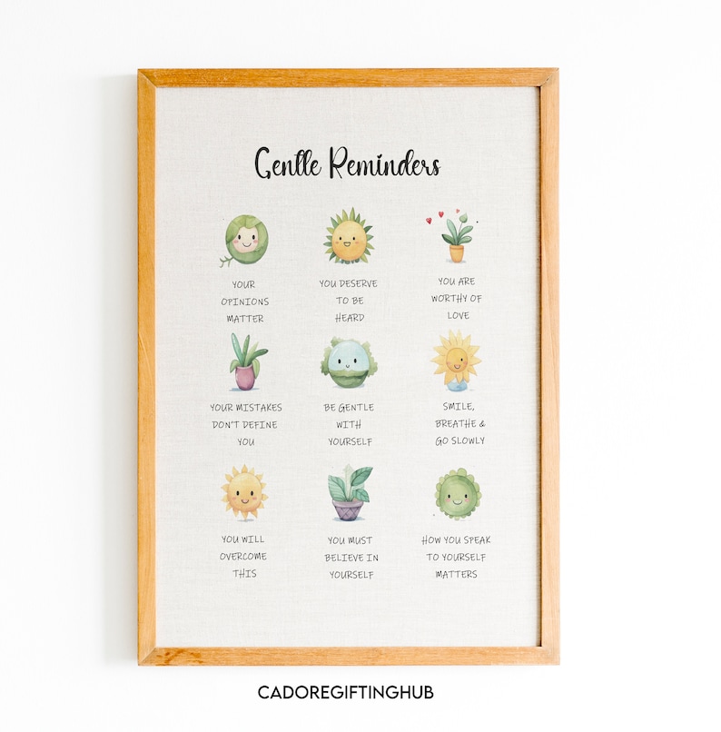 Gentle Reminders, Positive Wall Décor, Affirmations Wall Art, Mental ...