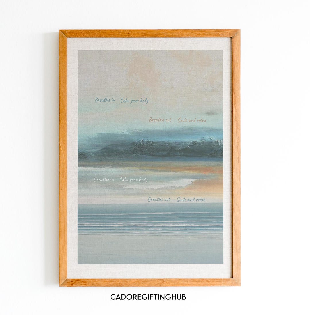 Breathe in Calm Your Body Watercolor Therapy Wall Art Quotes About ...