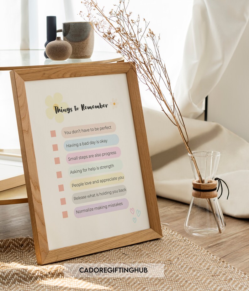 Things to Remember, Daily Affirmation, Therapy Print, Office Décor ...