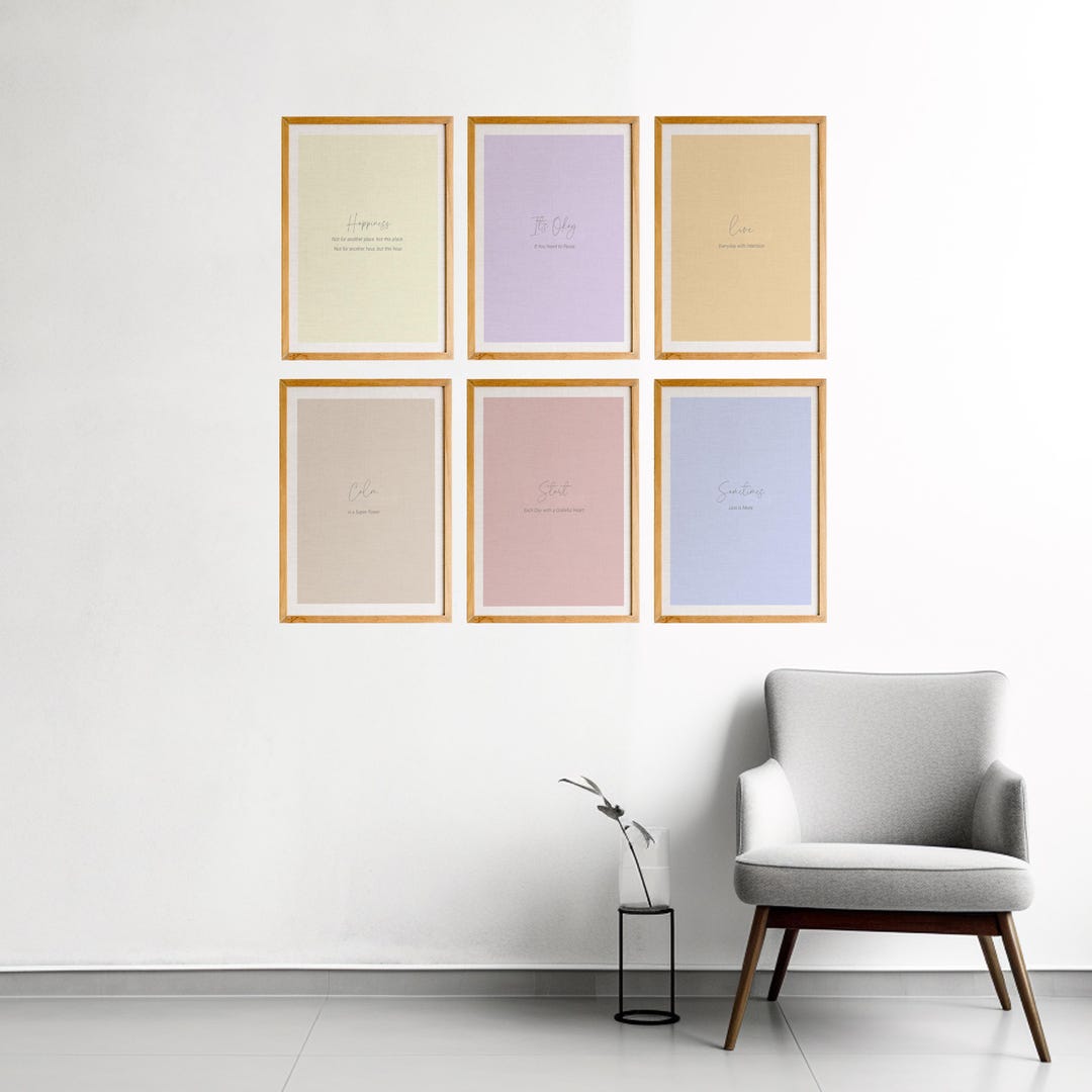 Mental Health Poster, Set of 6 Prints, Pastel Color, Therapy Wall Art ...