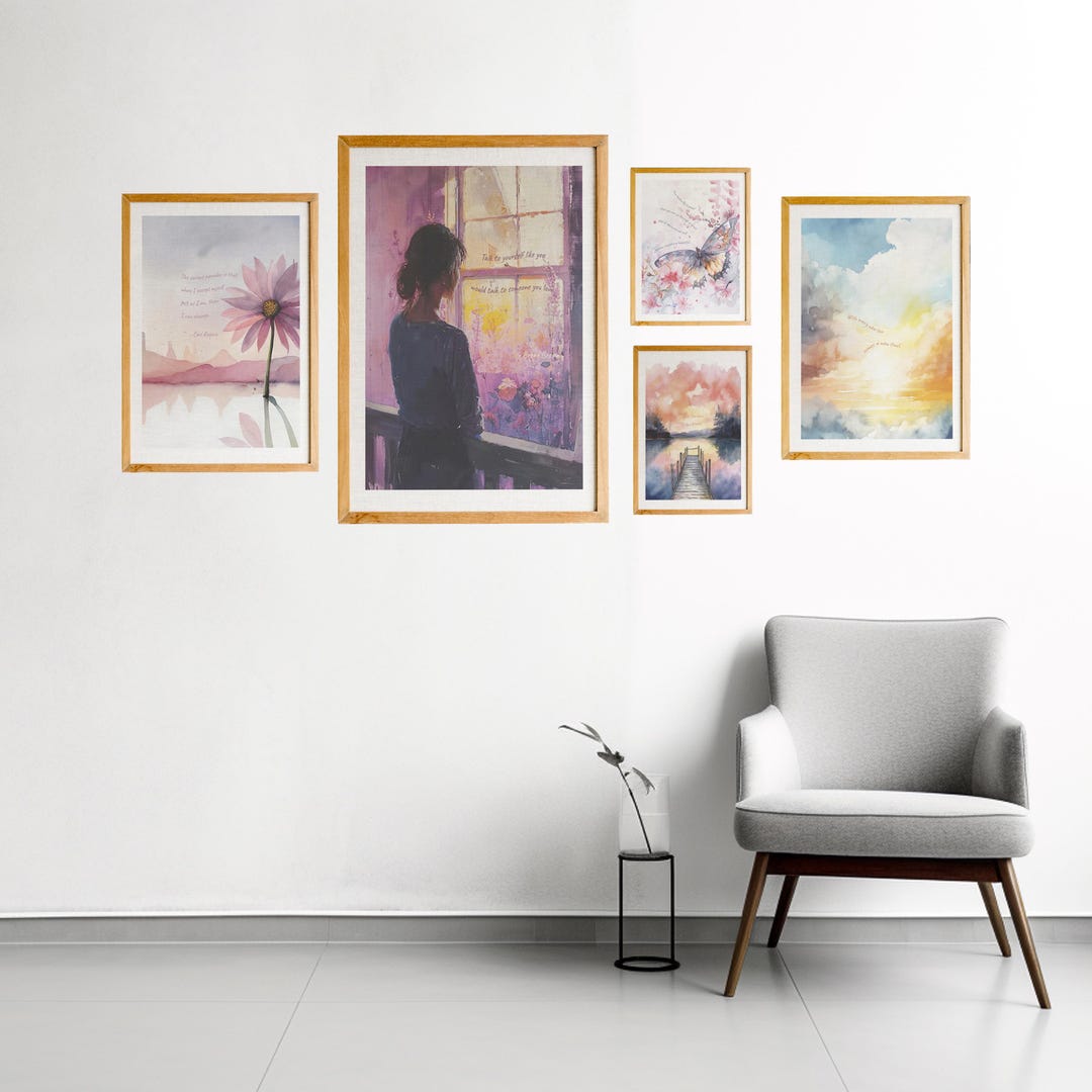Therapy Office Wall Art, Set of 5 Prints, Mental Health, Therapy Décor ...