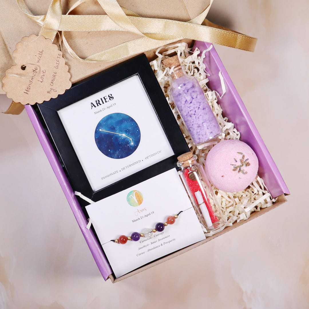 Zodiac Gift Box for Her, Astrology Gift for Women, Aries Birthday Gift ...