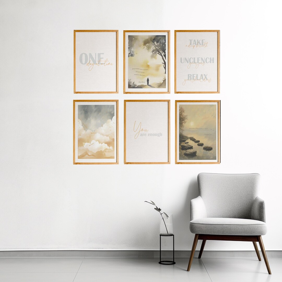 Watercolor Therapy Office Décor, Set of 6, Therapist Wall Art, Mental ...