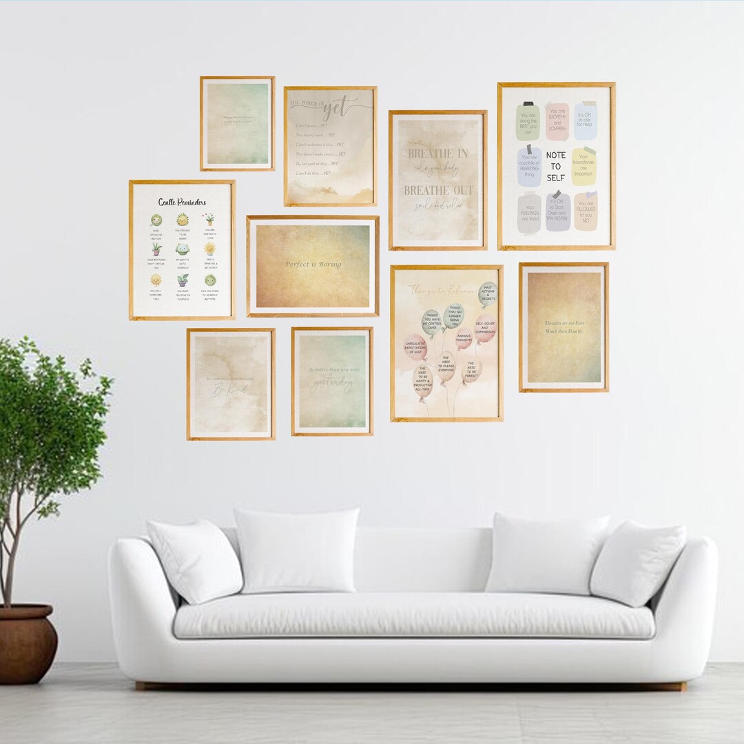 Watercolor Therapy Office Décor, Set of 10, Therapist Wall Art, Mental ...