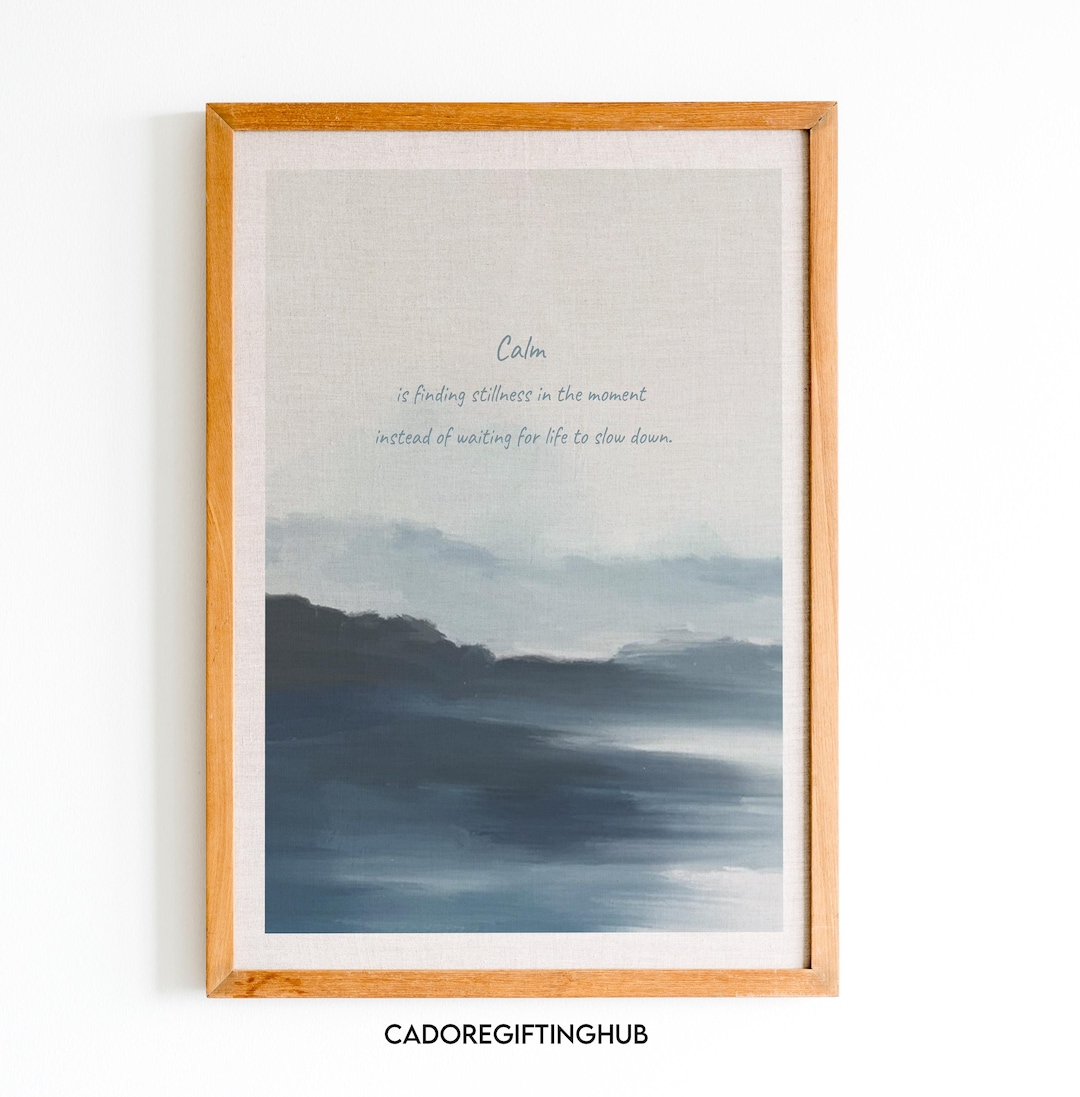 Calm Watercolor Mental Health Poster, Blue Sea Print, Therapy Wall Art ...