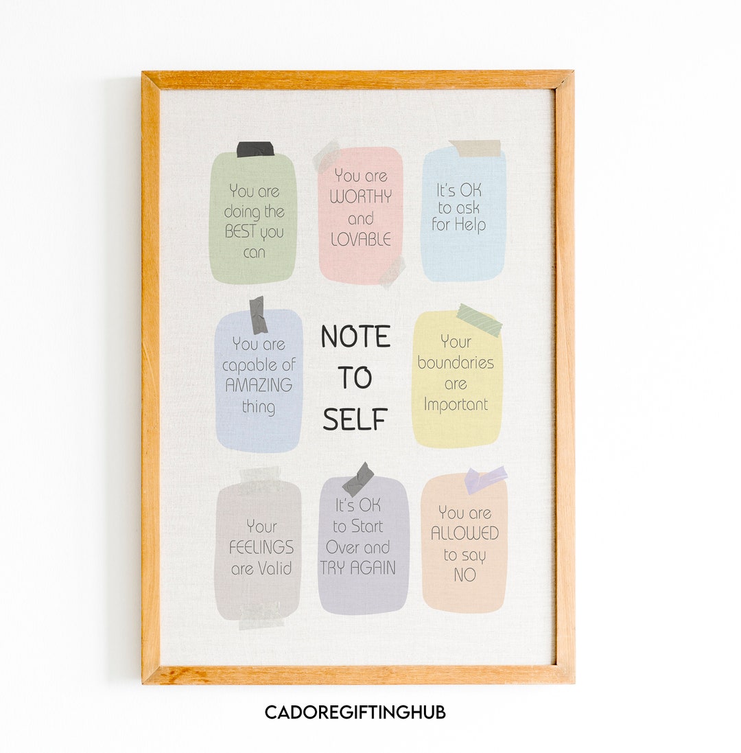 Note to Self, Mental Health Poster, Self Love, Self Care, Clarity ...