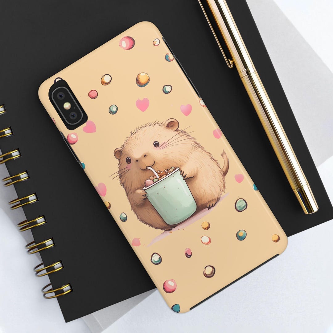 Kawaii Capybara Phone Case, Cute Capybara Patterns Phone Cover, Bubbles ...