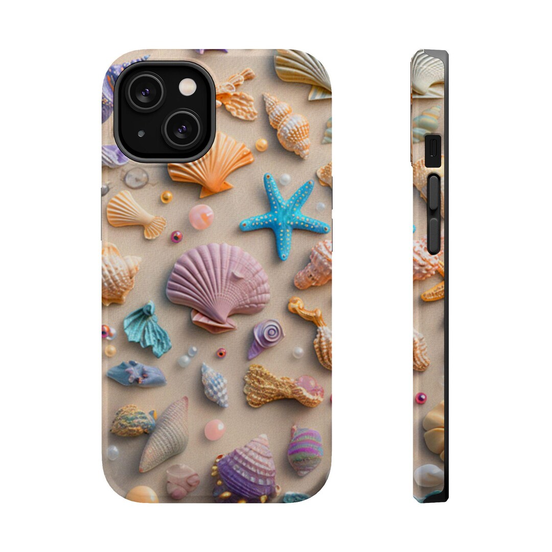 Pastel Seashell Collage Summer Phone Case, Dreamy Coral Phone Case ...