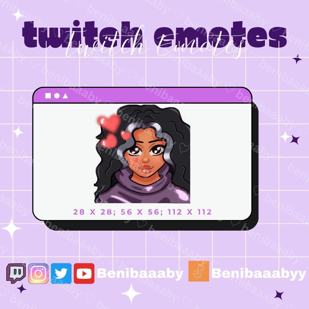 Premade Twitch Emote Pack - Cute Chibi Girl Emote | Black Girl Twitch ...