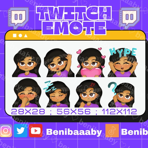 Chibi Emote Girl With Bangs - Etsy