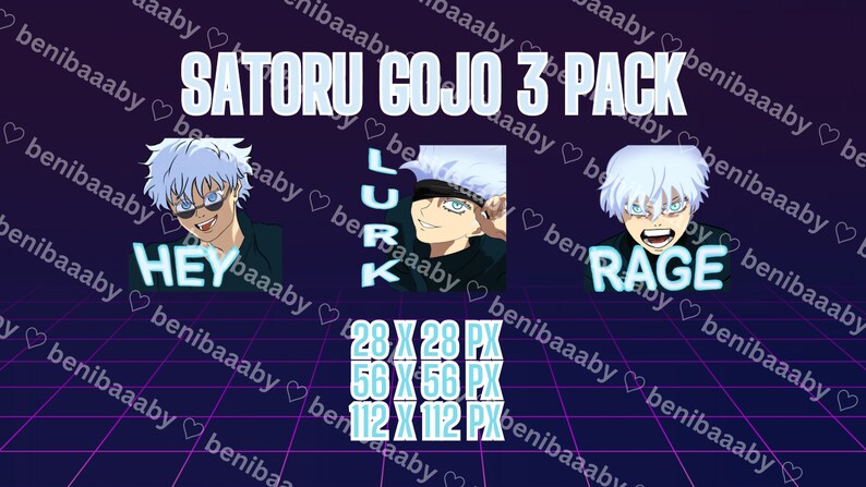 JJK Satoru Gojo Emote 3-pack | Twitch Emotes, Youtube Emotes, Discord ...