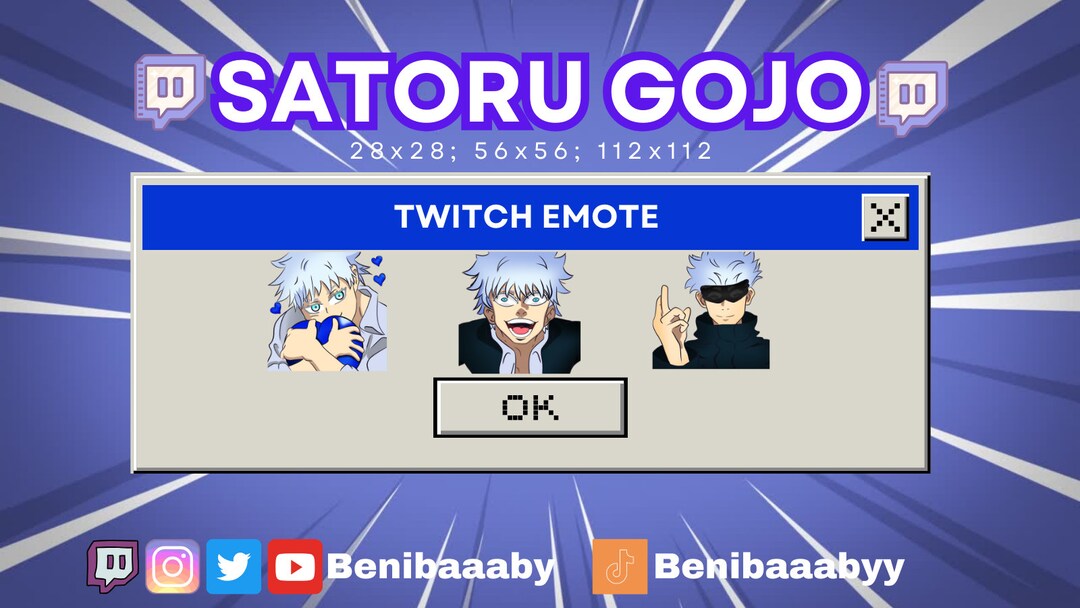 JJK Satoru Gojo Emote 3-Pack Émotes Twitch, émotes Youtube, émotes ...