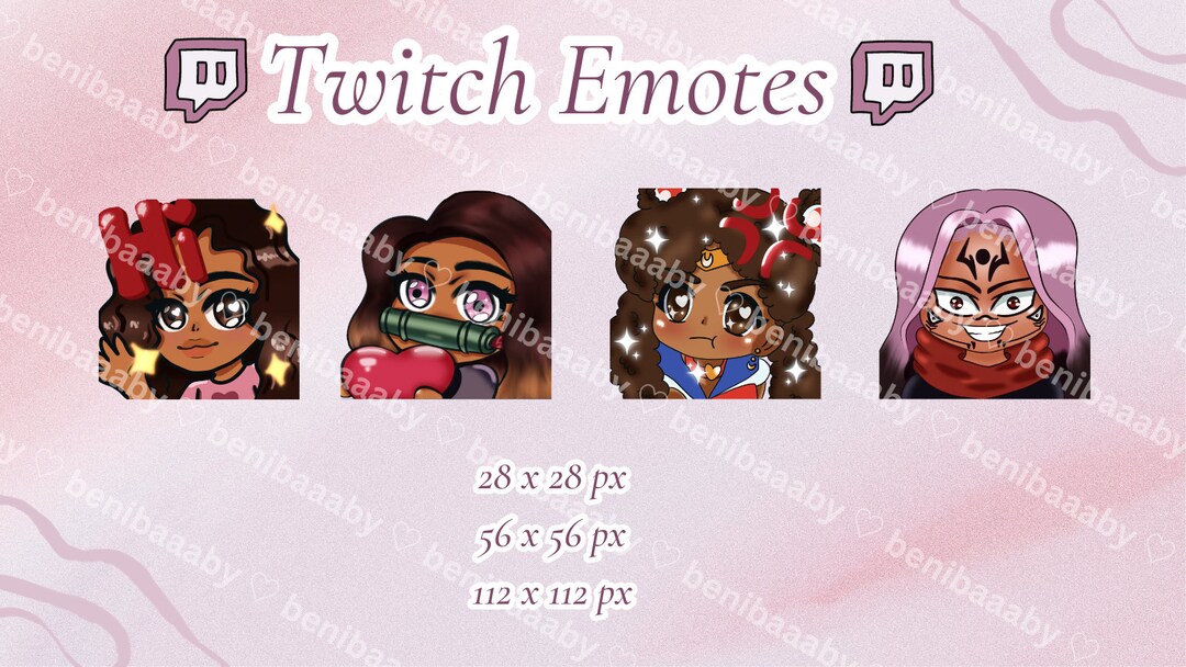 Cute Chibi Girl Emote Pack | Black Girl Twitch Emotes | Cosplay Emotes ...