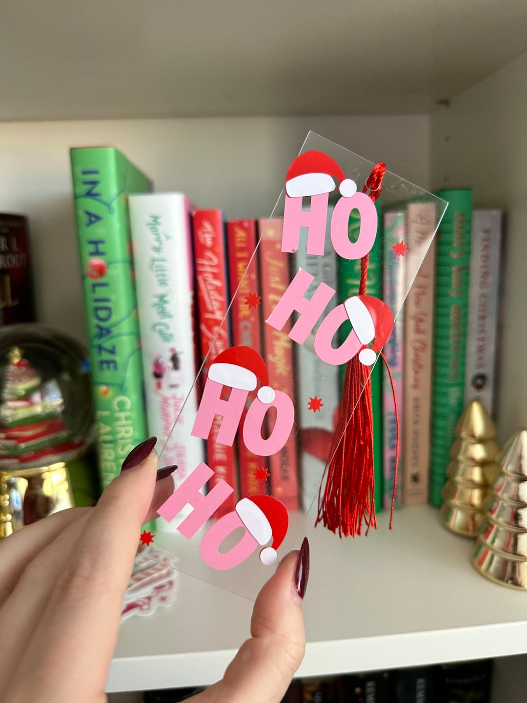 HO HO HO Santa Hat Acrylic Bookmark 2x5in Vinyl Decal - Etsy