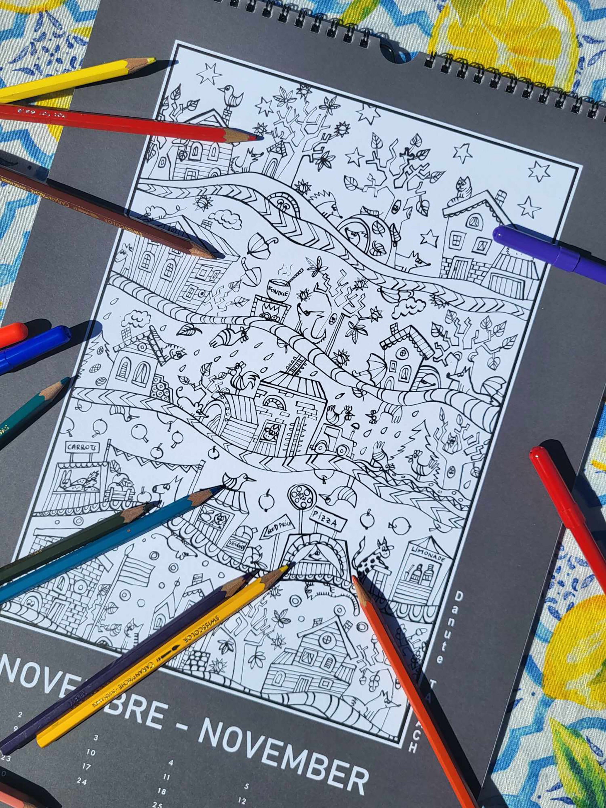 Perpetual Coloring Calendar: Interactive Family Activity, A3 Size - Etsy