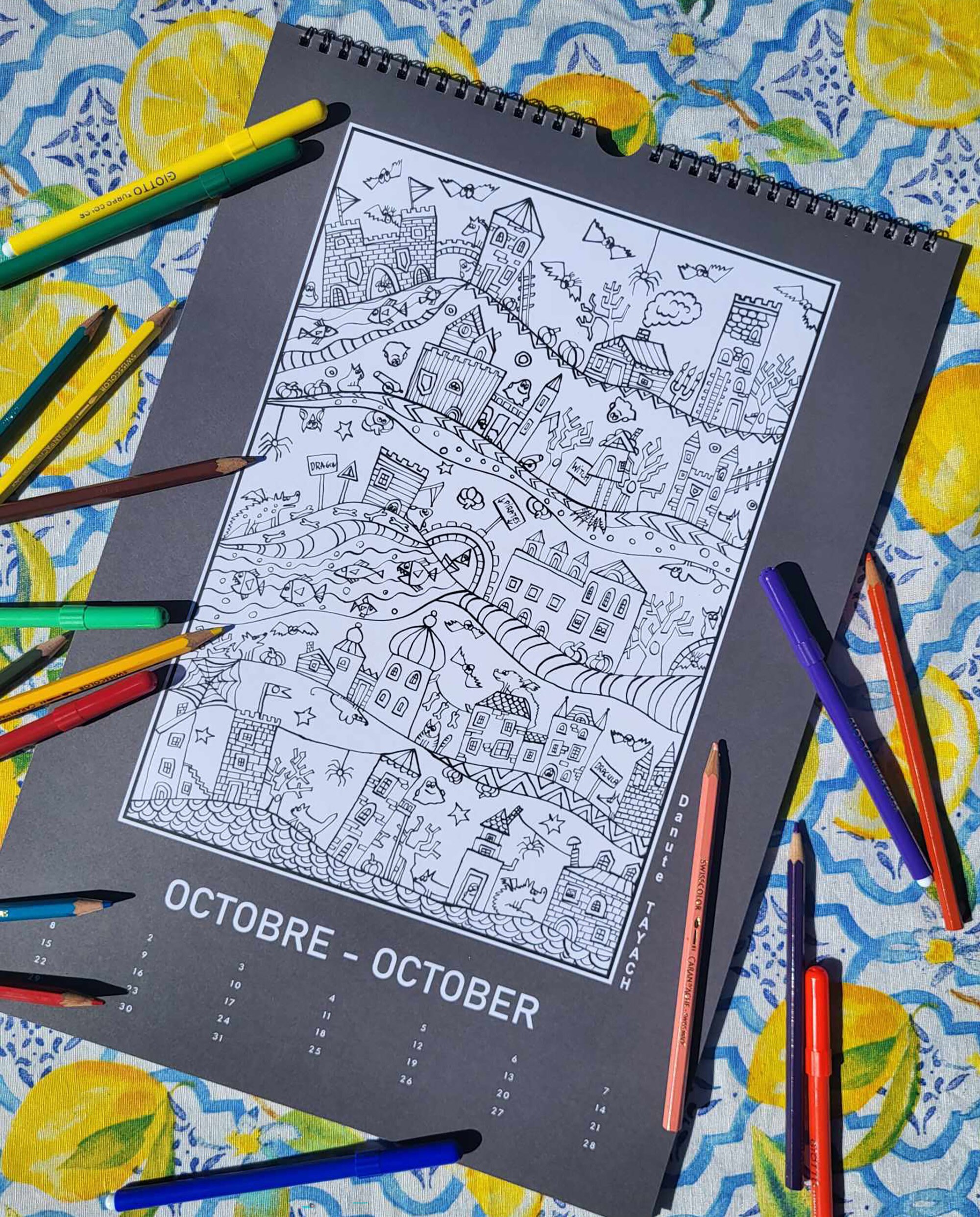 Perpetual Coloring Calendar: Interactive Family Activity, A3 Size - Etsy