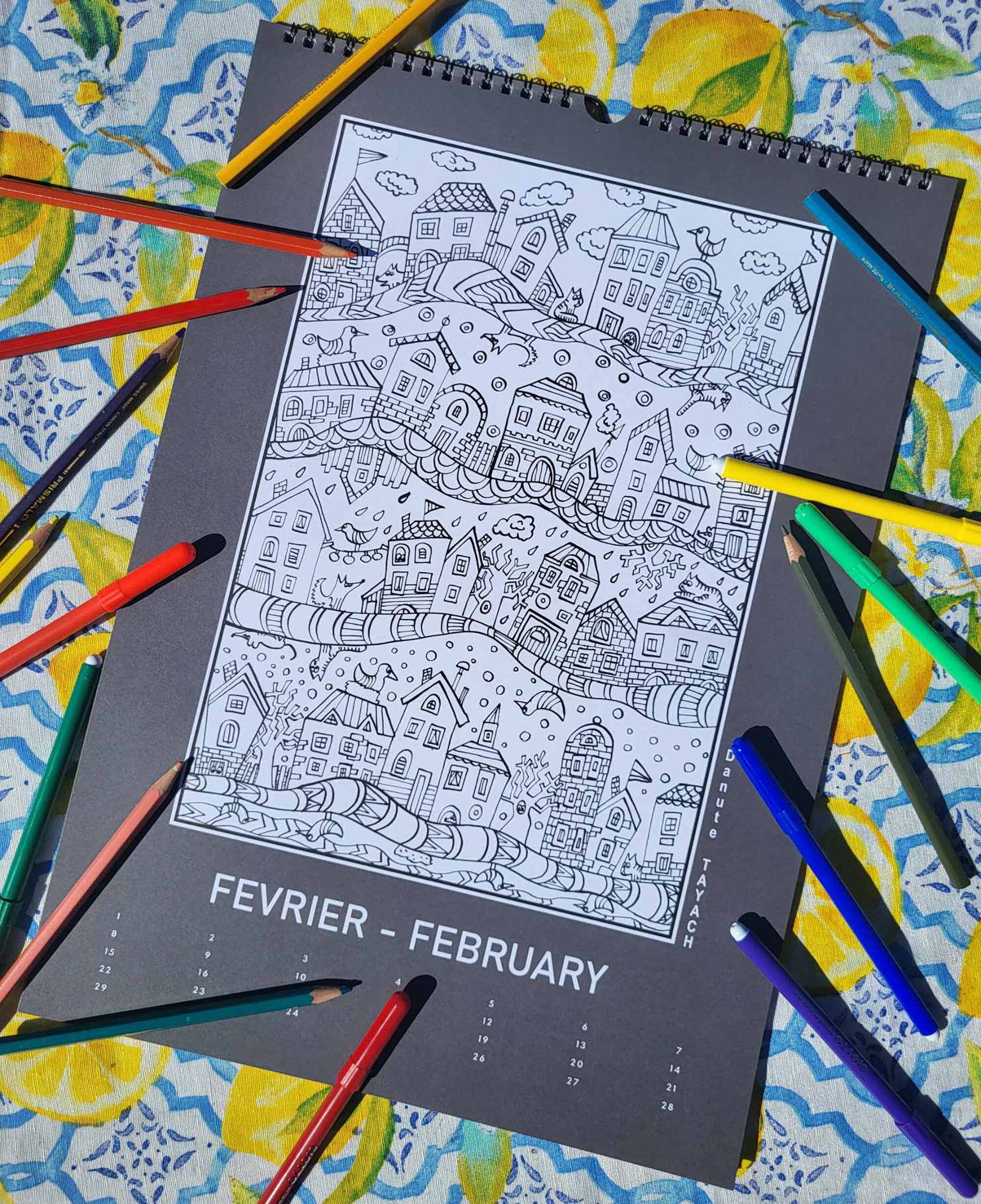 Perpetual Coloring Calendar: Interactive Family Activity, A3 Size - Etsy