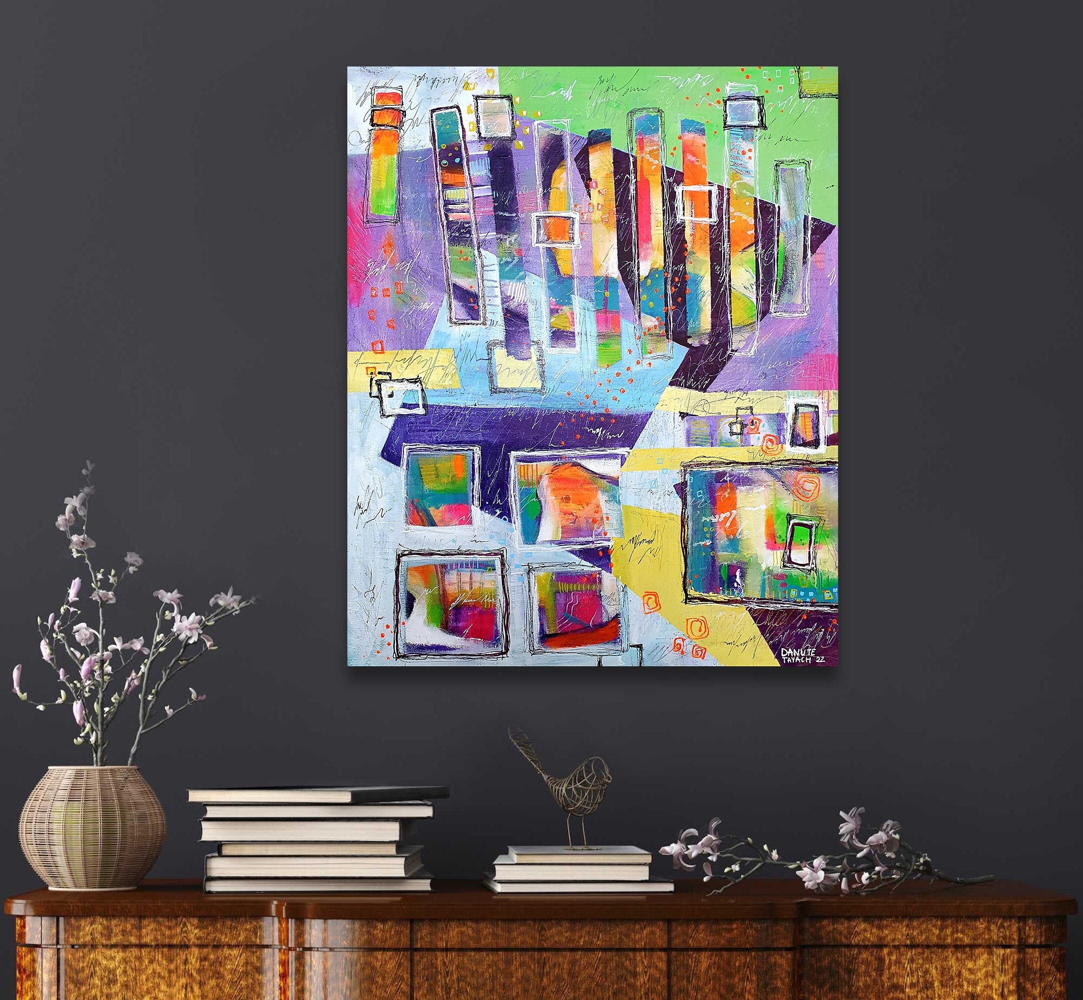 Original Mixed Media Abstract Painting on Stretched Canvas. - Etsy