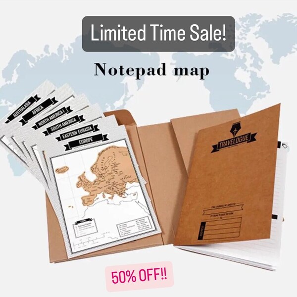 World Map Journal - Etsy