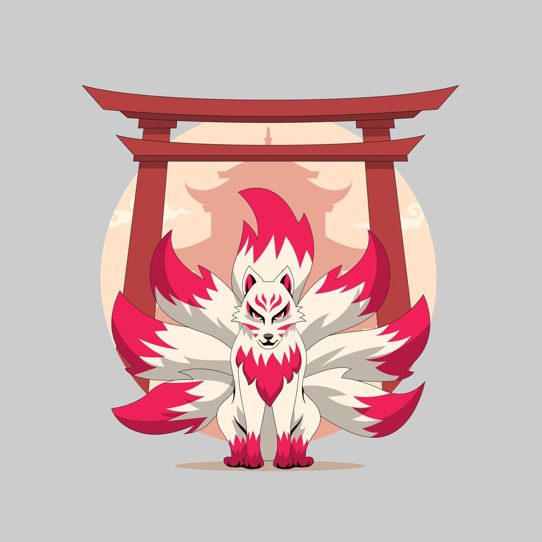 Kitsune SVG Japanese Fox EPS Fox DXF Kitsune With Roses - Etsy