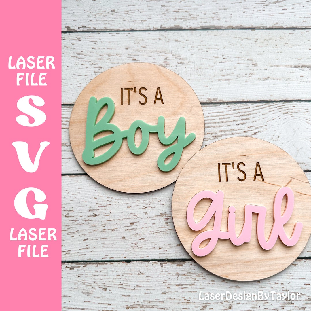 Baby Gender Announcement Laser SVG File | Glowforge | Digital Download ...