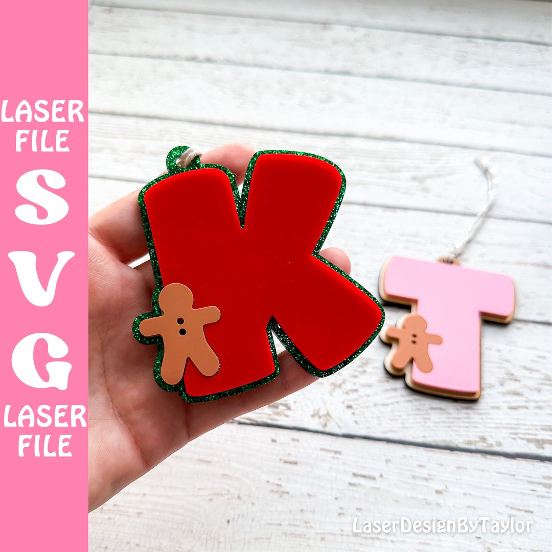 Stocking Initial Tag Laser SVG | Glowforge | Christmas Basket Gift Tag ...