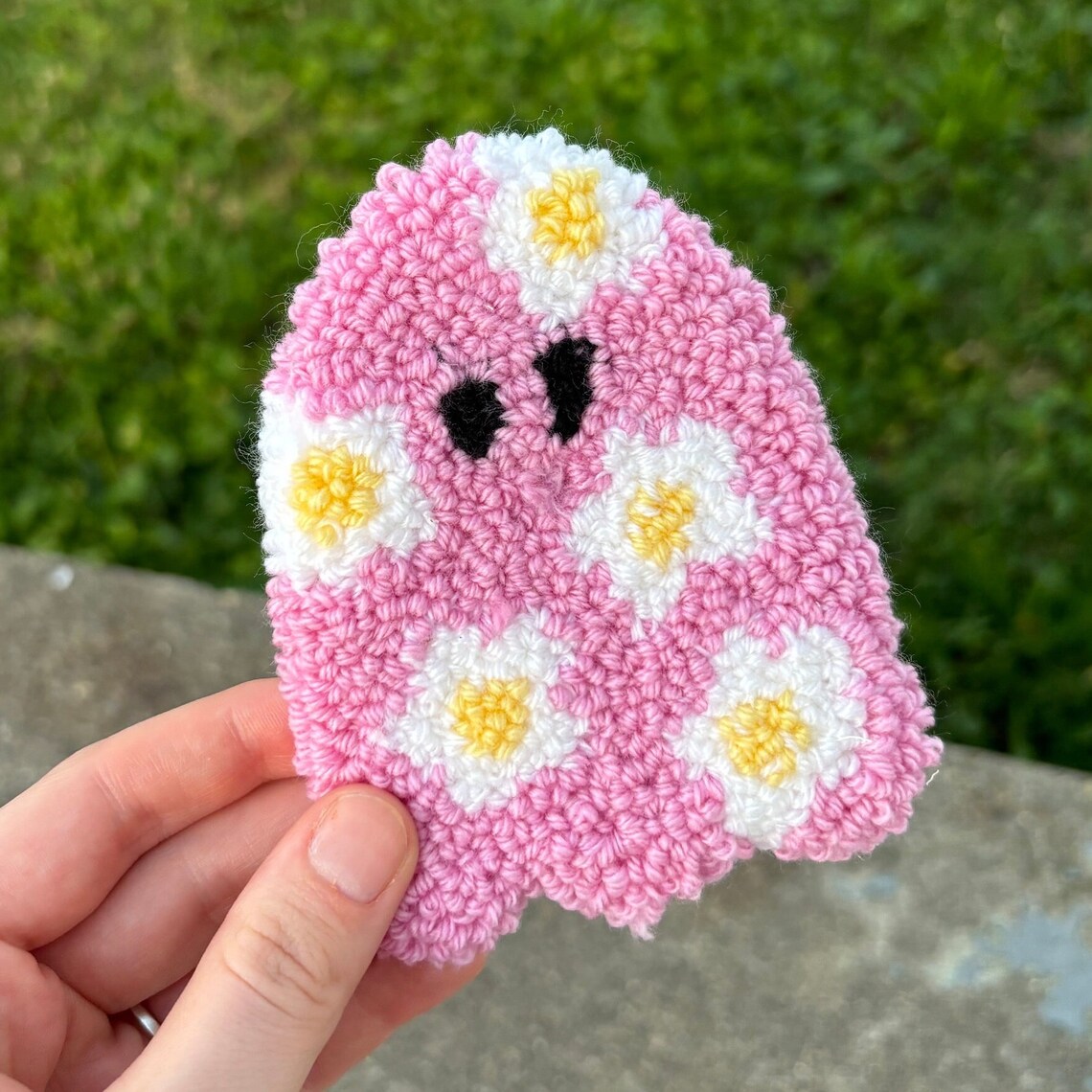 Floral Ghost Mug Rug Tufted Coaster - Etsy