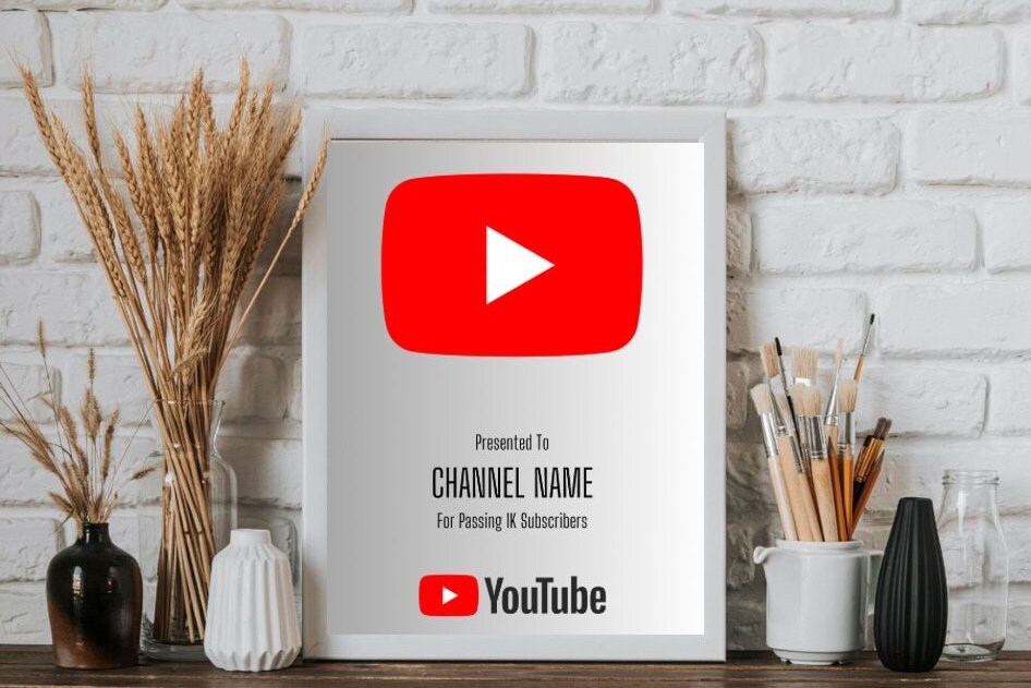 Youtube Play Button Printable Digital File. Youtube Best Seller, Custom ...