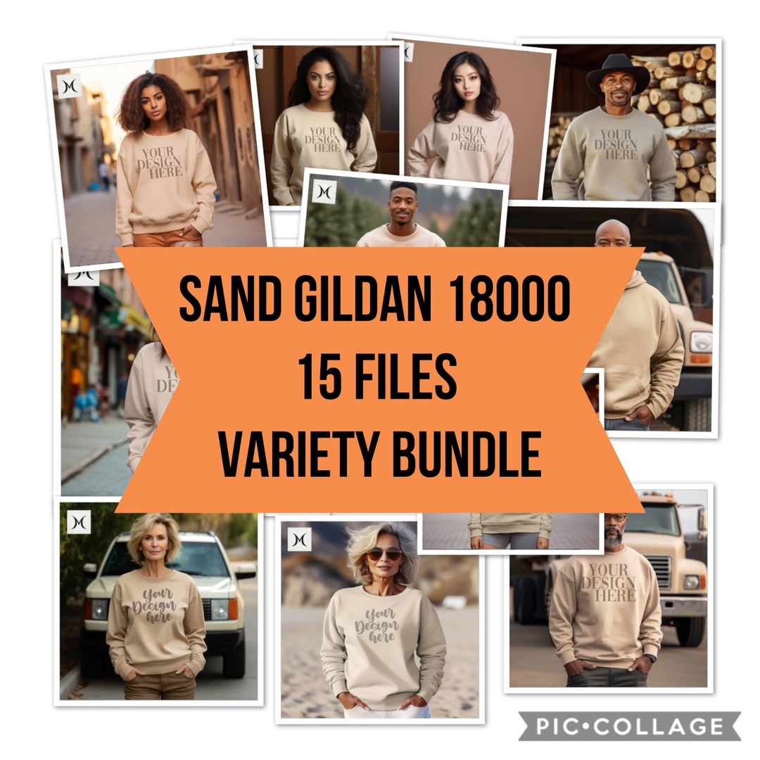 SAND Mockup Gildan 18000 Mockup Bundle SAND Gildan 18000 Mockup Sand ...