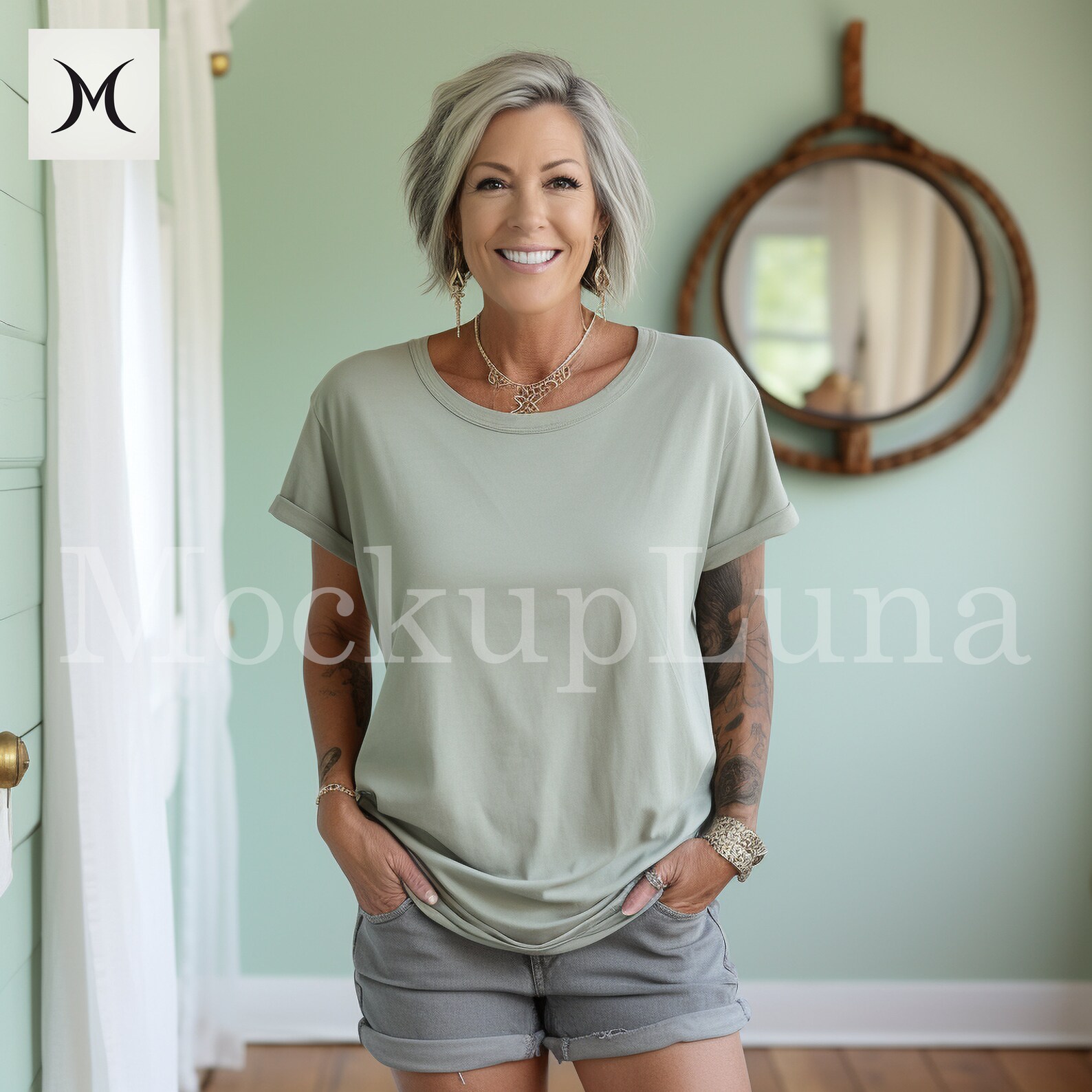 Gildan 5000 Mockup MINT GREEN T-shirt Mockup Female Model Mockup Gildan ...