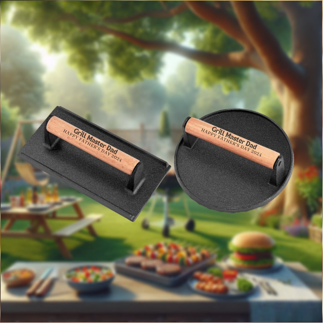 Personalized Cast Iron Grill Press – Steak & Panini Weight for Father’s ...