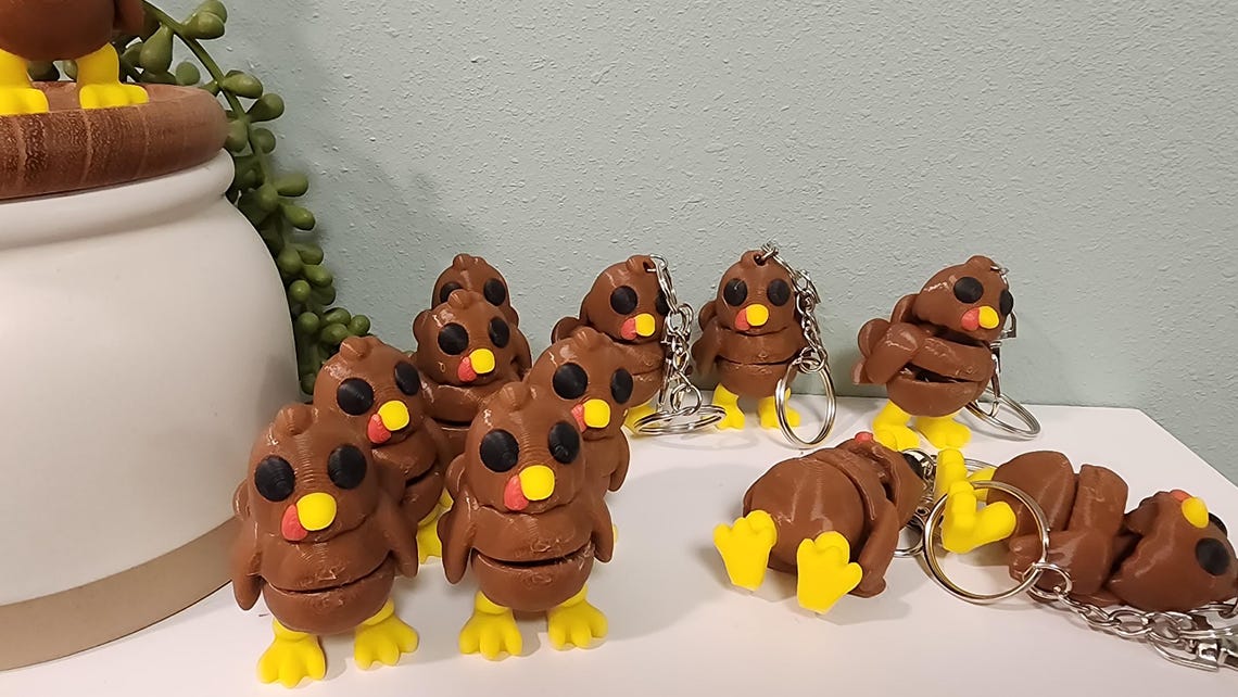 3D Flexi Turkey Fidget Toy | Thanksgiving Key Ring - Etsy