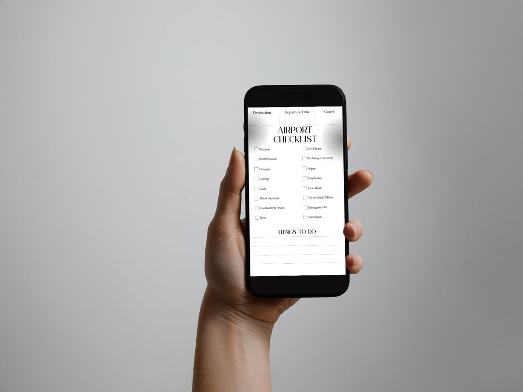Airport Checklist Editable Airport Checklist Travel - Etsy