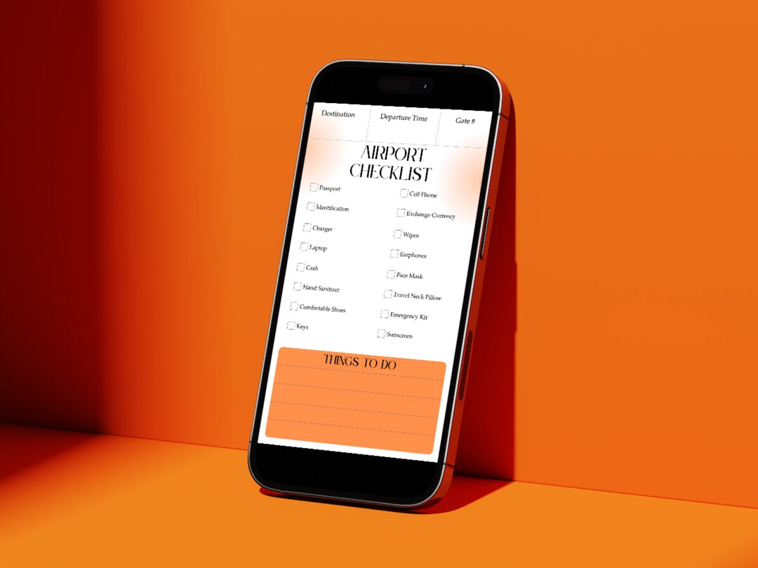 Airport Checklist Editable Airport Checklist Travel - Etsy