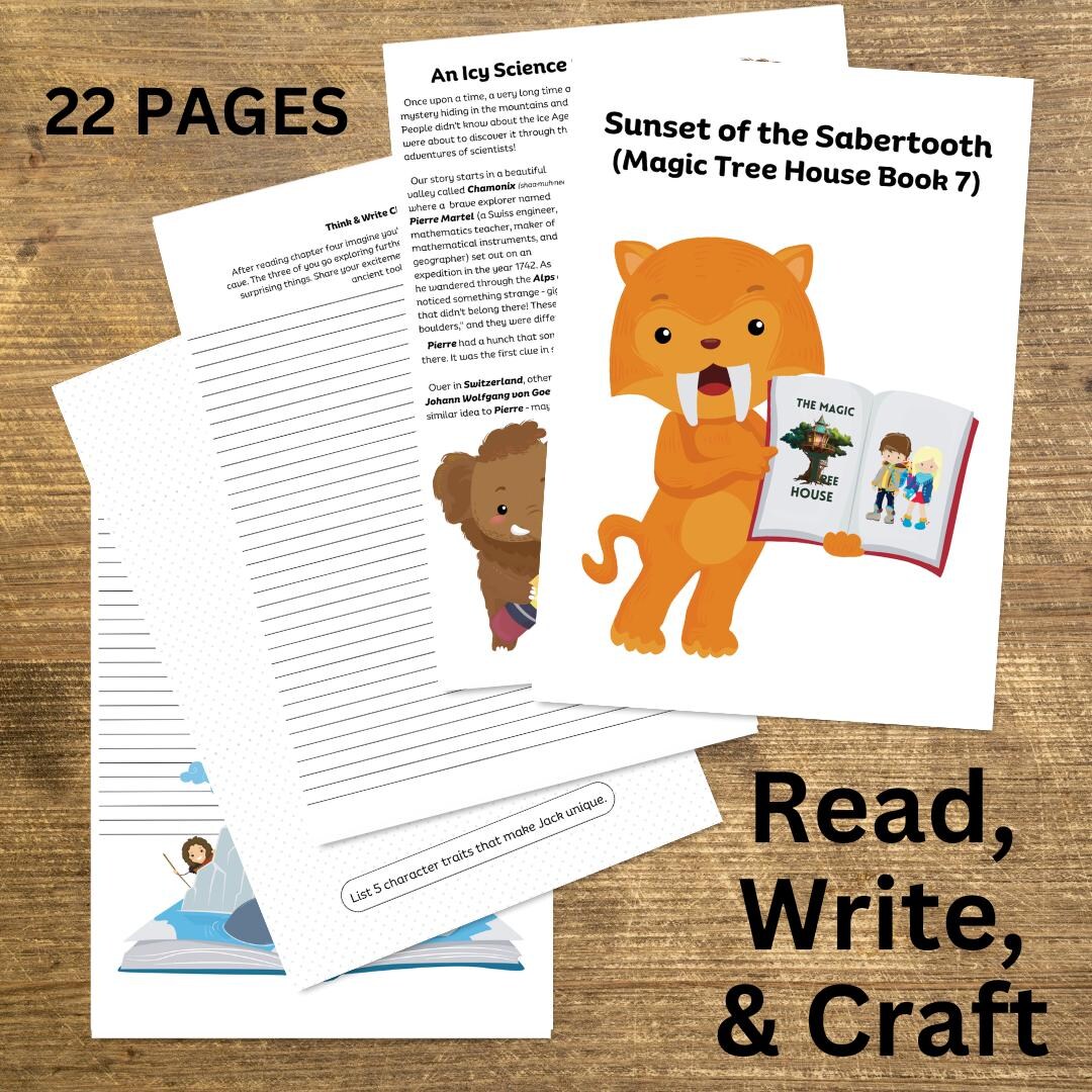 Magic Tree House - Sabertooth Book Unit Study 1st - 3rd Grade - Etsy