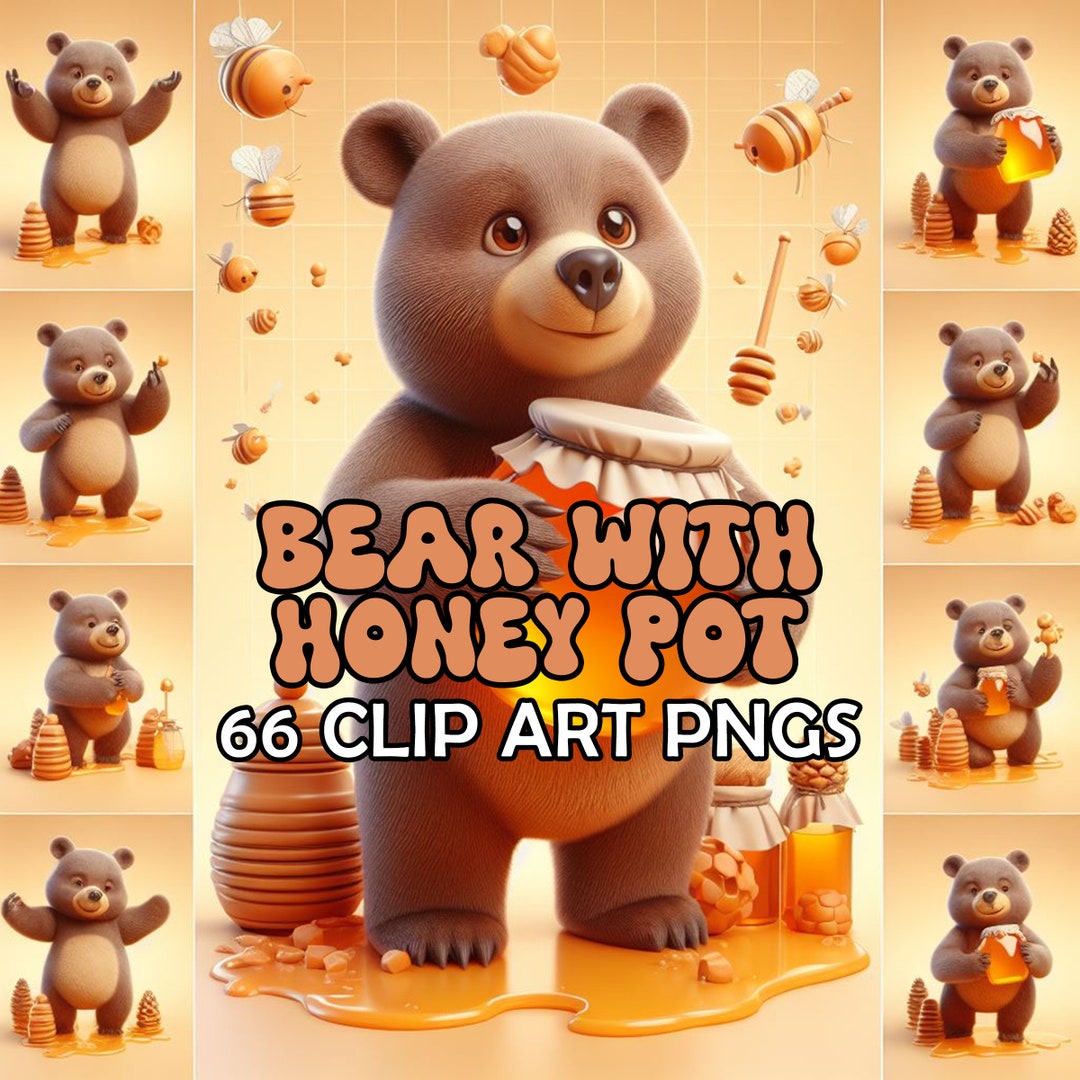 Bear With Honey Pot Png Honey Bear Png Honey Bear Clipart Cartoon Bear ...