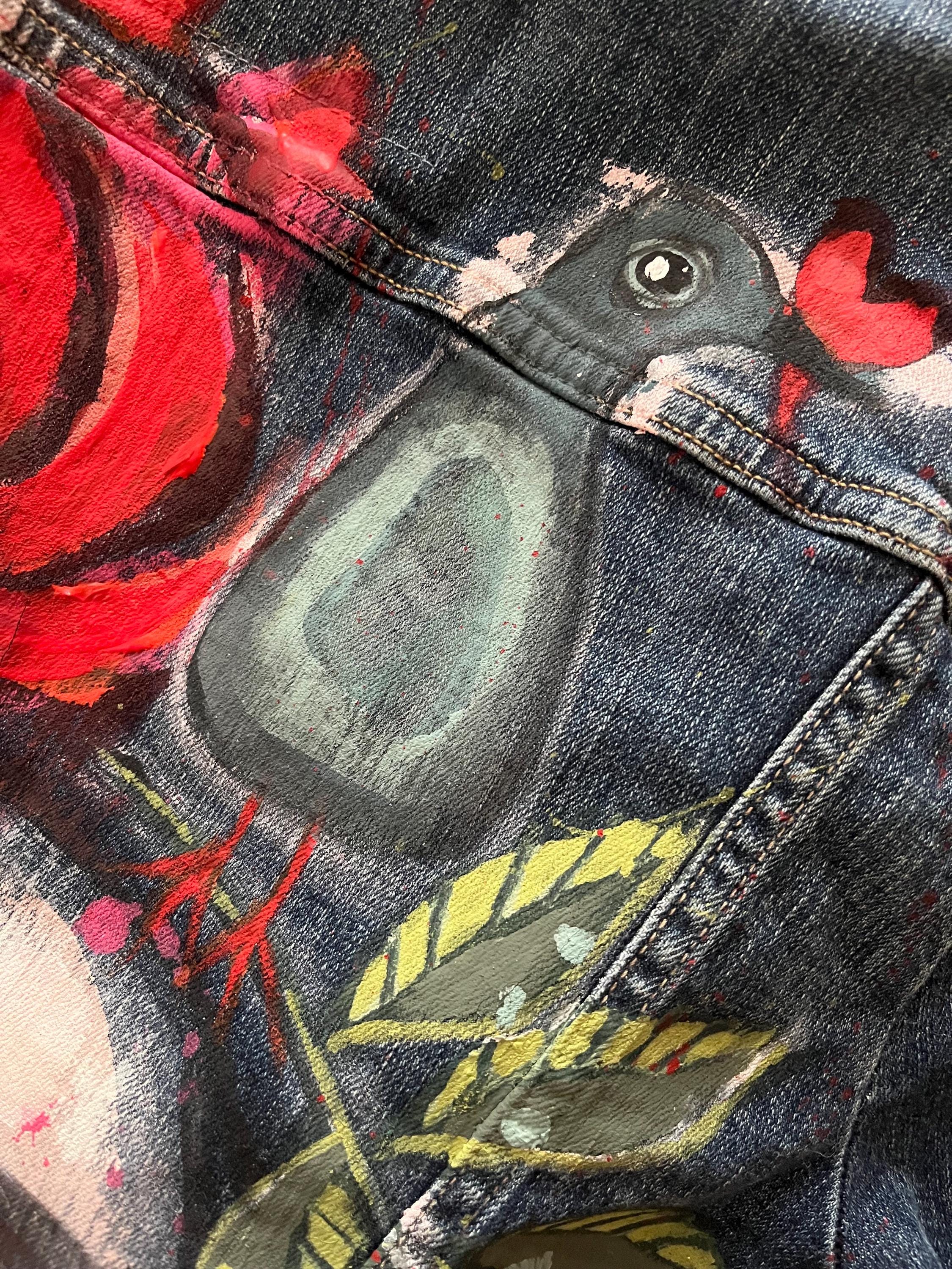 Hand Painted in the Garden Denim Jean Jacket Unique Oneofakind Boho ...