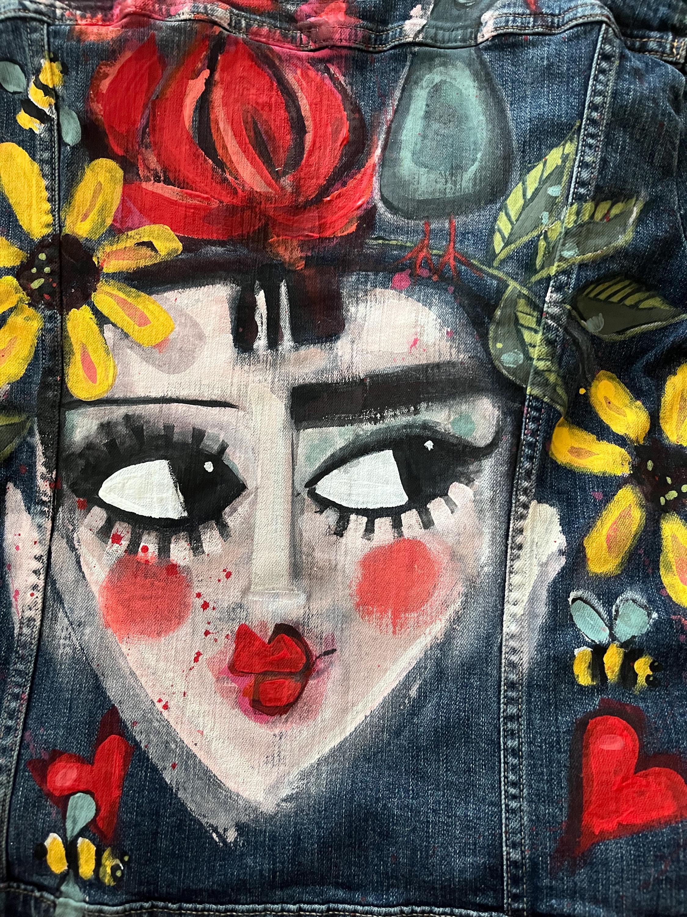 Hand Painted in the Garden Denim Jean Jacket Unique Oneofakind Boho ...