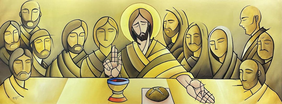 Last Supper: Contemporary Minimalist Iconography - Original Acrylic on ...