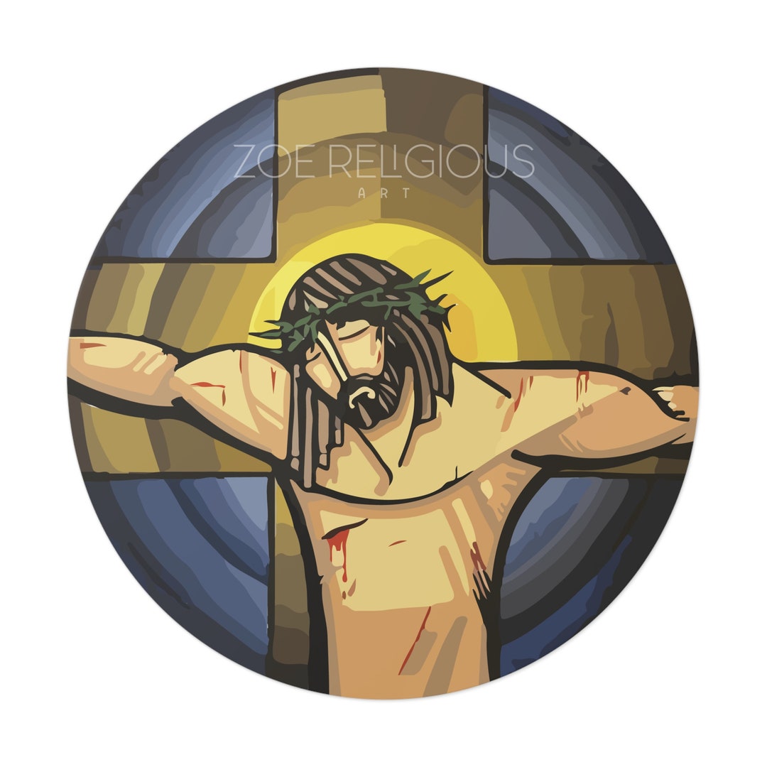 Crucifix Sticker, Jesus on Cross Sticker, Christian Sticker, Catholic ...