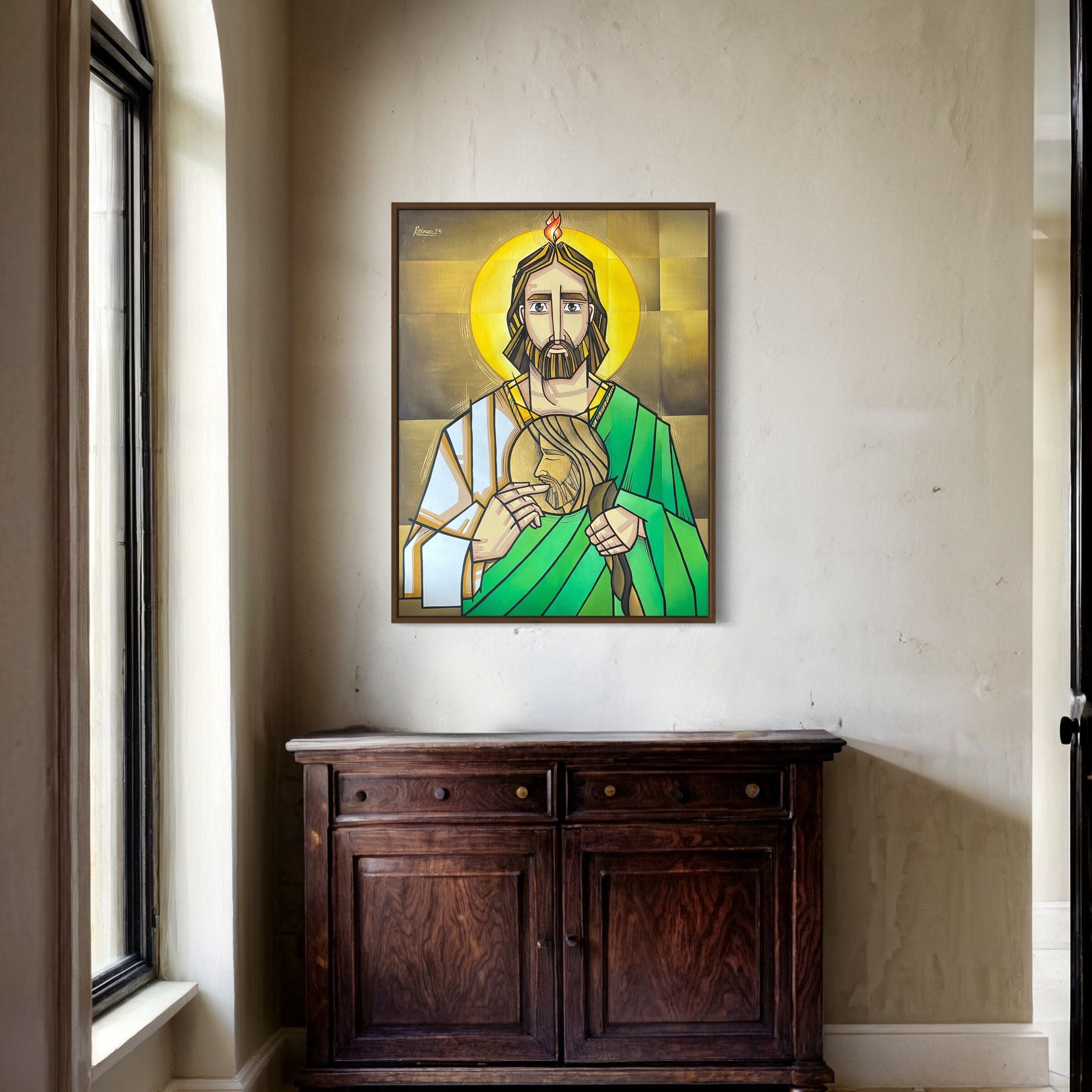 Saint Jude Thaddeus. Acrylic Religious Painting (style: Contemporary ...