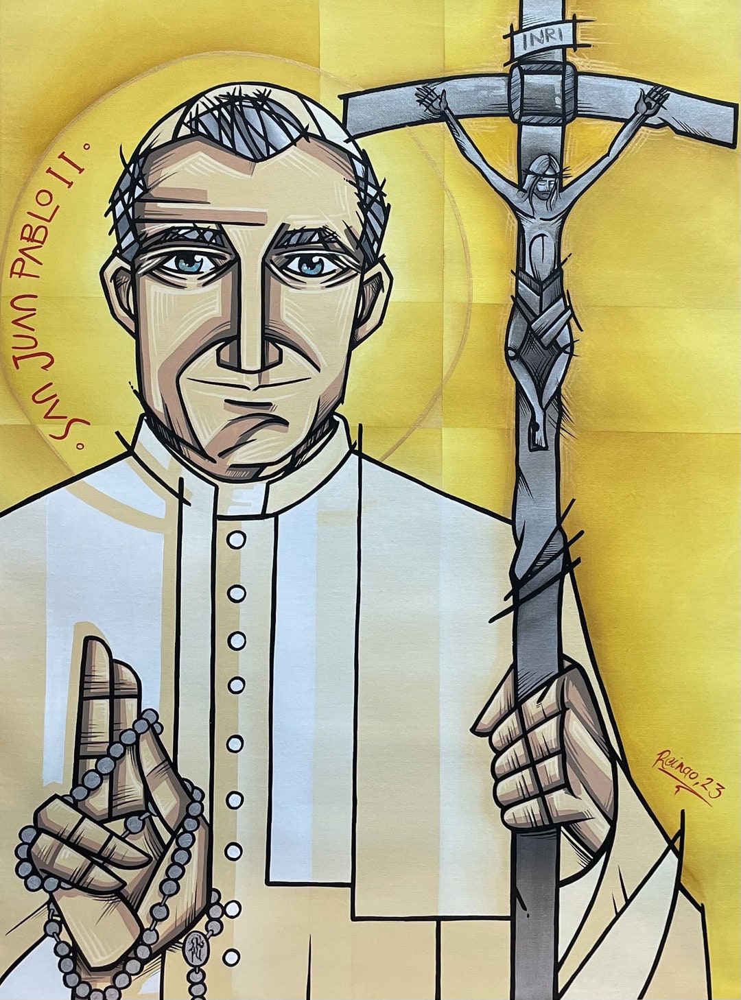 Saint Pope John Paul II. Acrylic Religious Painting (style ...