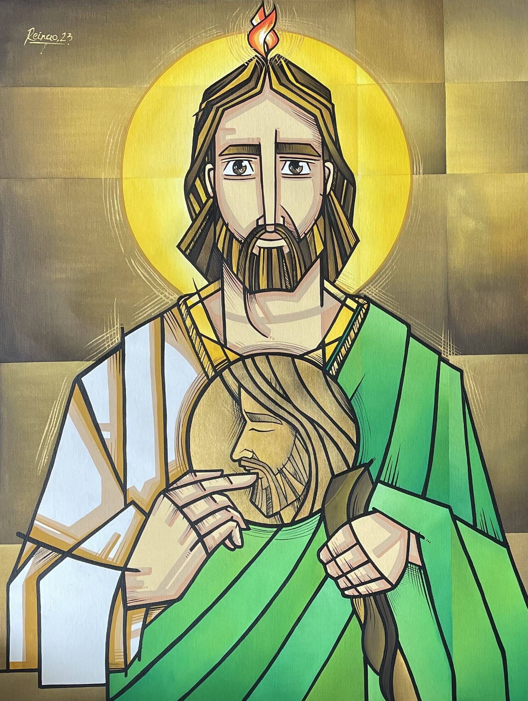 Saint Jude Thaddeus. Acrylic Religious Painting (style: Contemporary ...