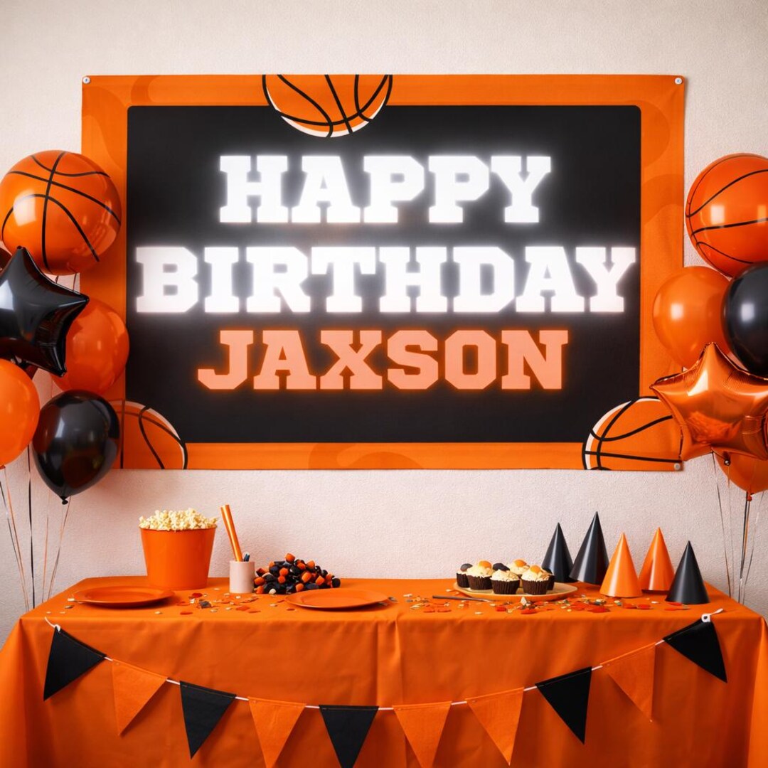 Basketball Party Poster, Sports Birthday Decor, Custom Birthday Banner ...