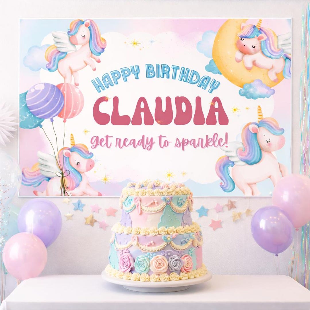 Personalized Unicorn Birthday Poster, Custom Pegasus Party Decor - Etsy