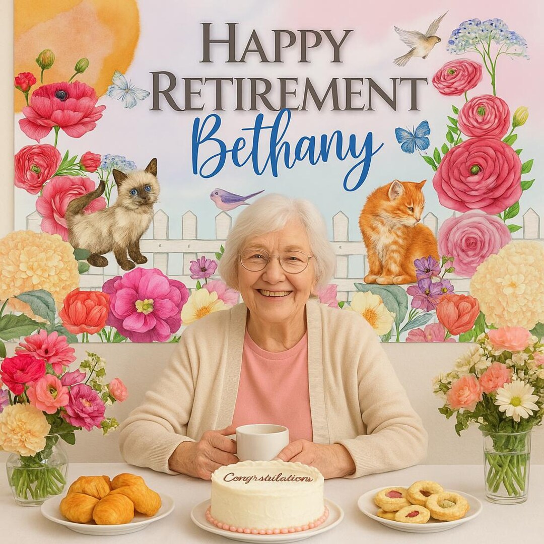 Personalized Retirement Party Poster, Custom Cats & Garden Retirement ...