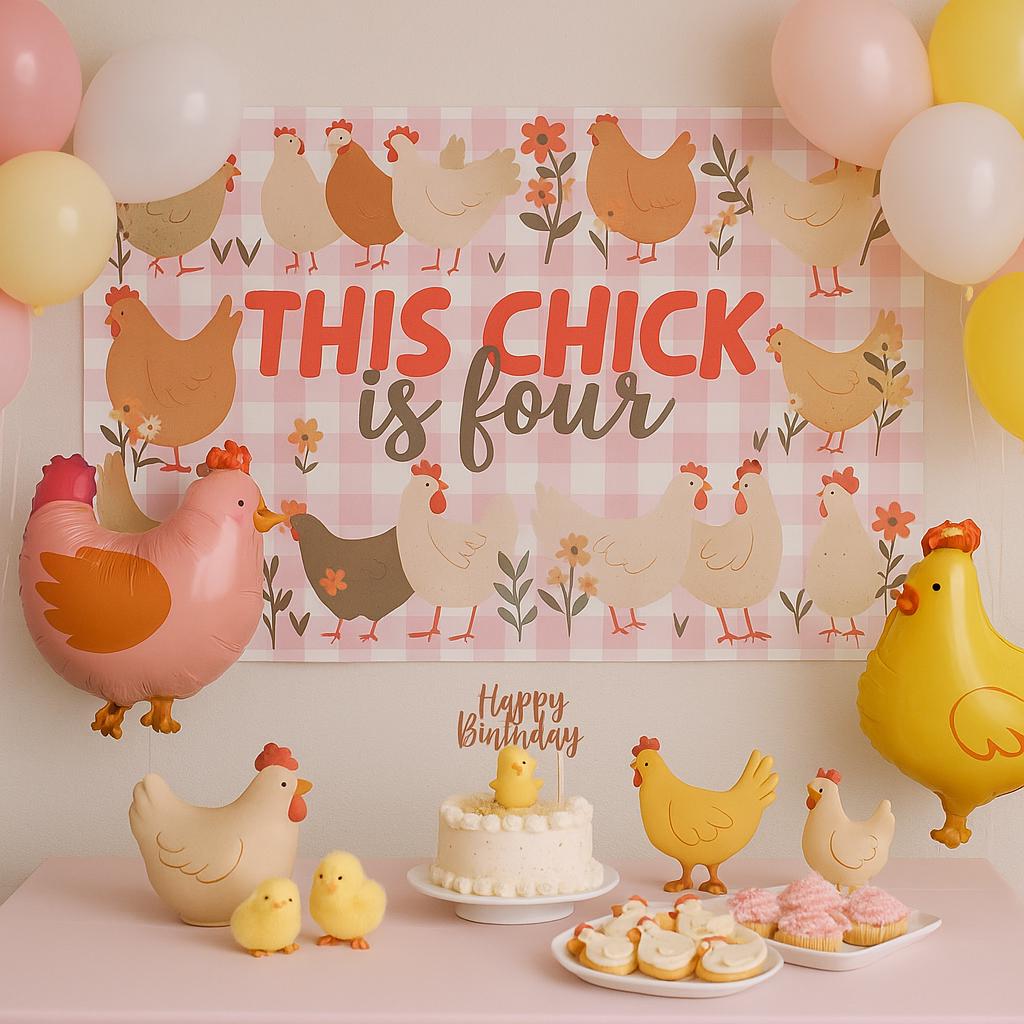 Personalized Chicken Birthday Party Decor, Custom Farm Birthday Banner ...