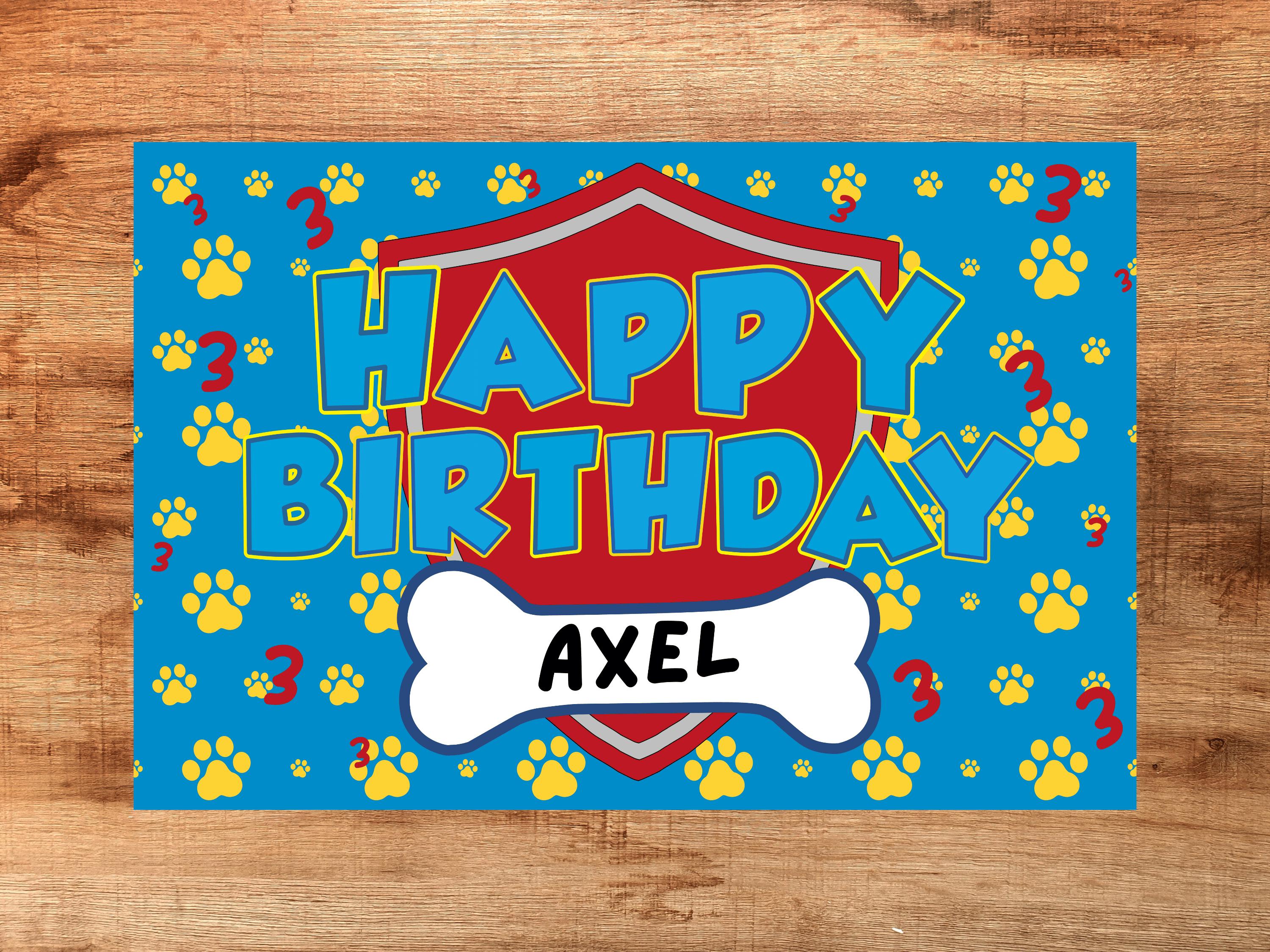 Dog Rescue Birthday Poster Paw Custom Name & Age Party Sign Puppy Theme ...
