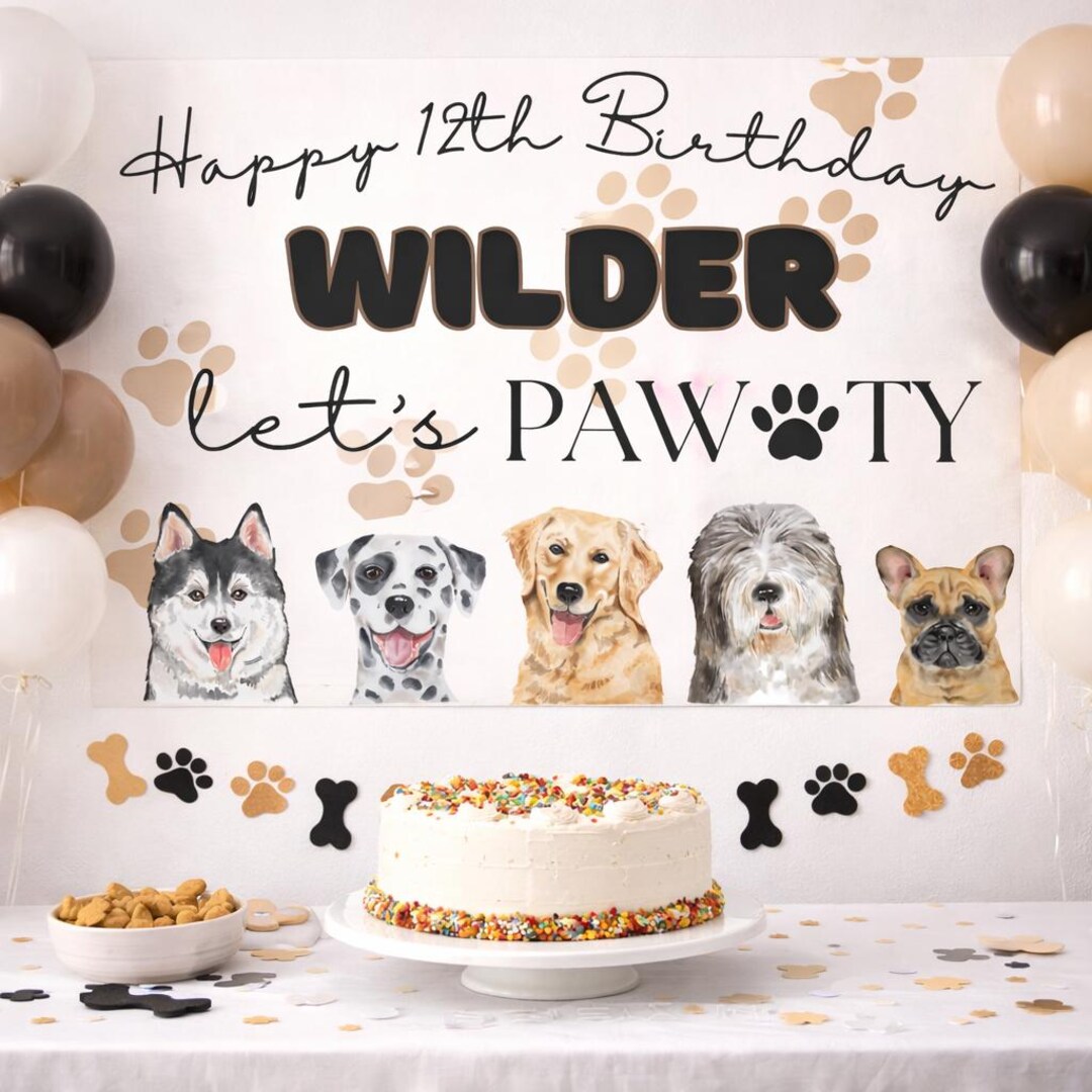 Dog Birthday Poster, Personalized Puppy Pawty Birthday Decor - Etsy